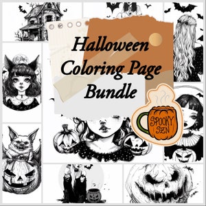 Halloween Coloring Pages 2 | Scary and Cute Girls | Spooky Halloween ...