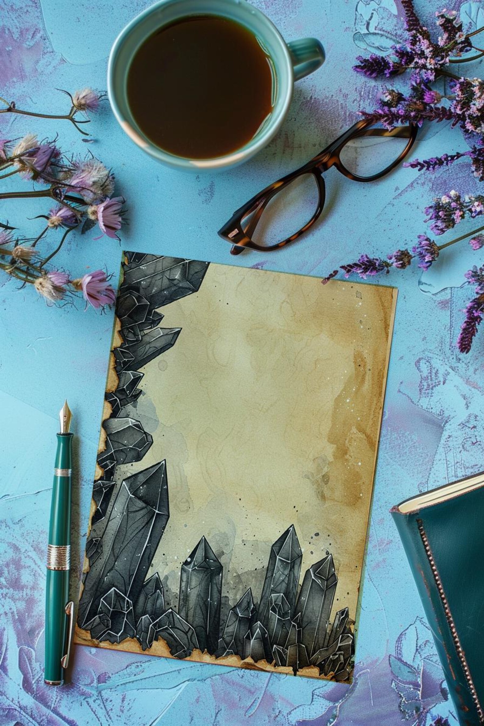 Black Obsidian Crystal Journal Pages | Digital Journal Paper | Witchy ...