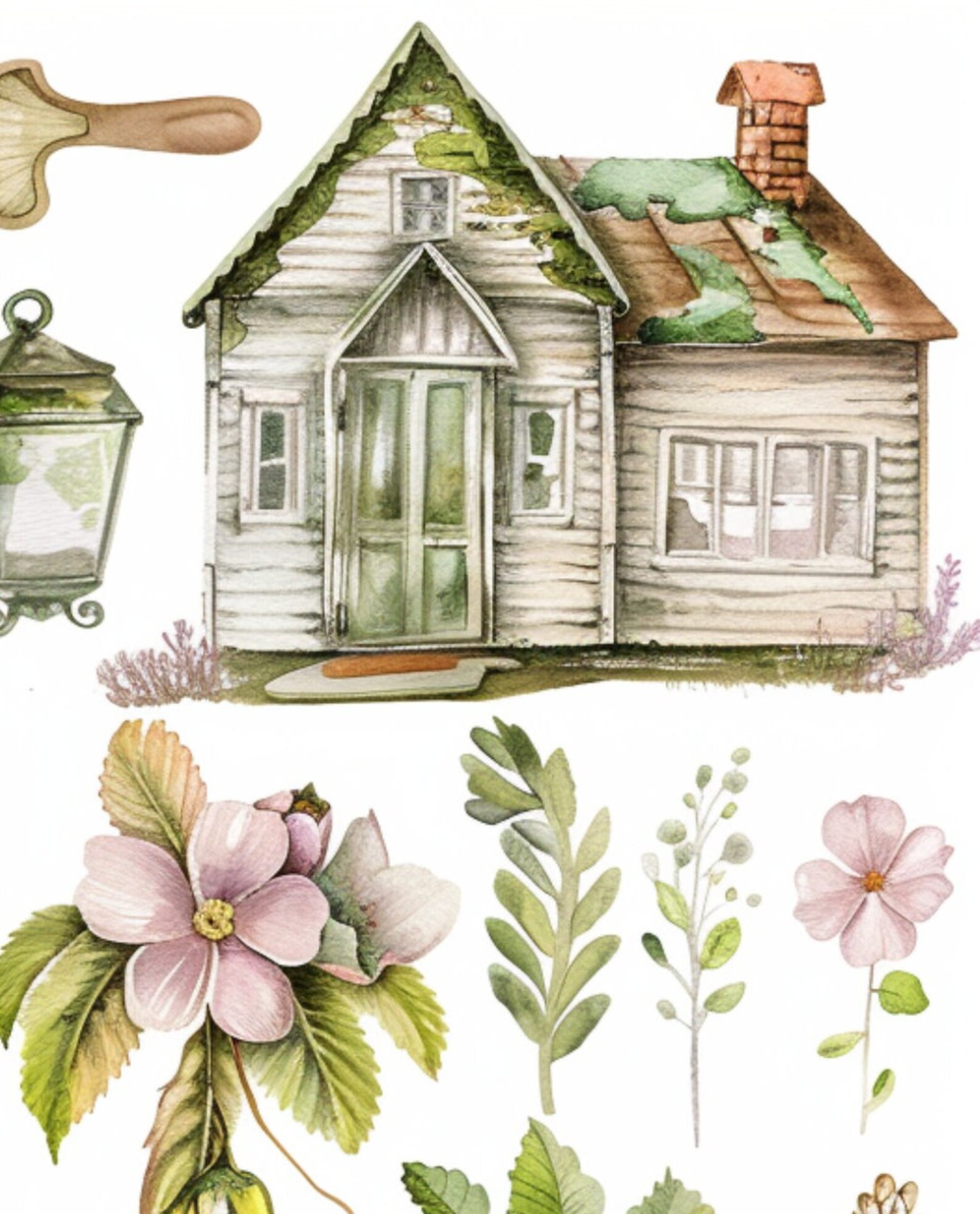 Cottage Core Clip Art Bundle Digital Scrapbook Watercolor Clip Art ...