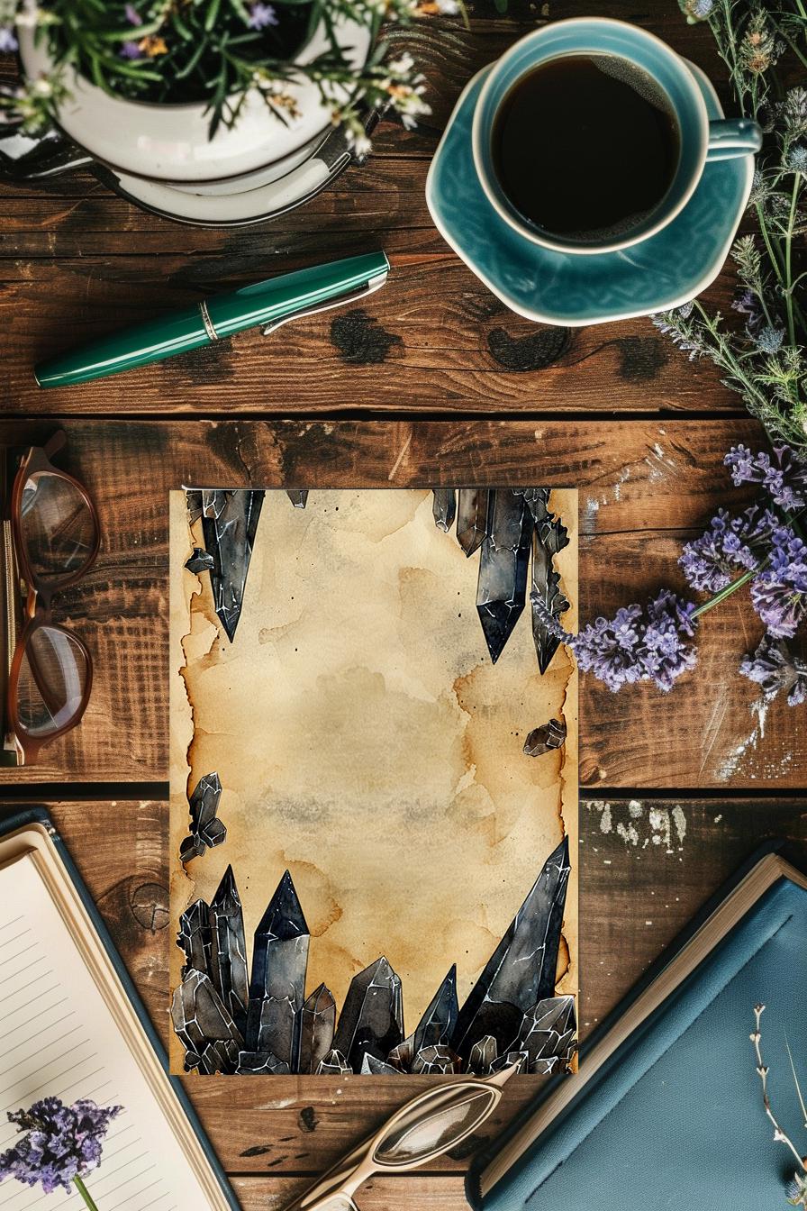 Black Obsidian Crystal Journal Pages | Digital Journal Paper | Witchy ...