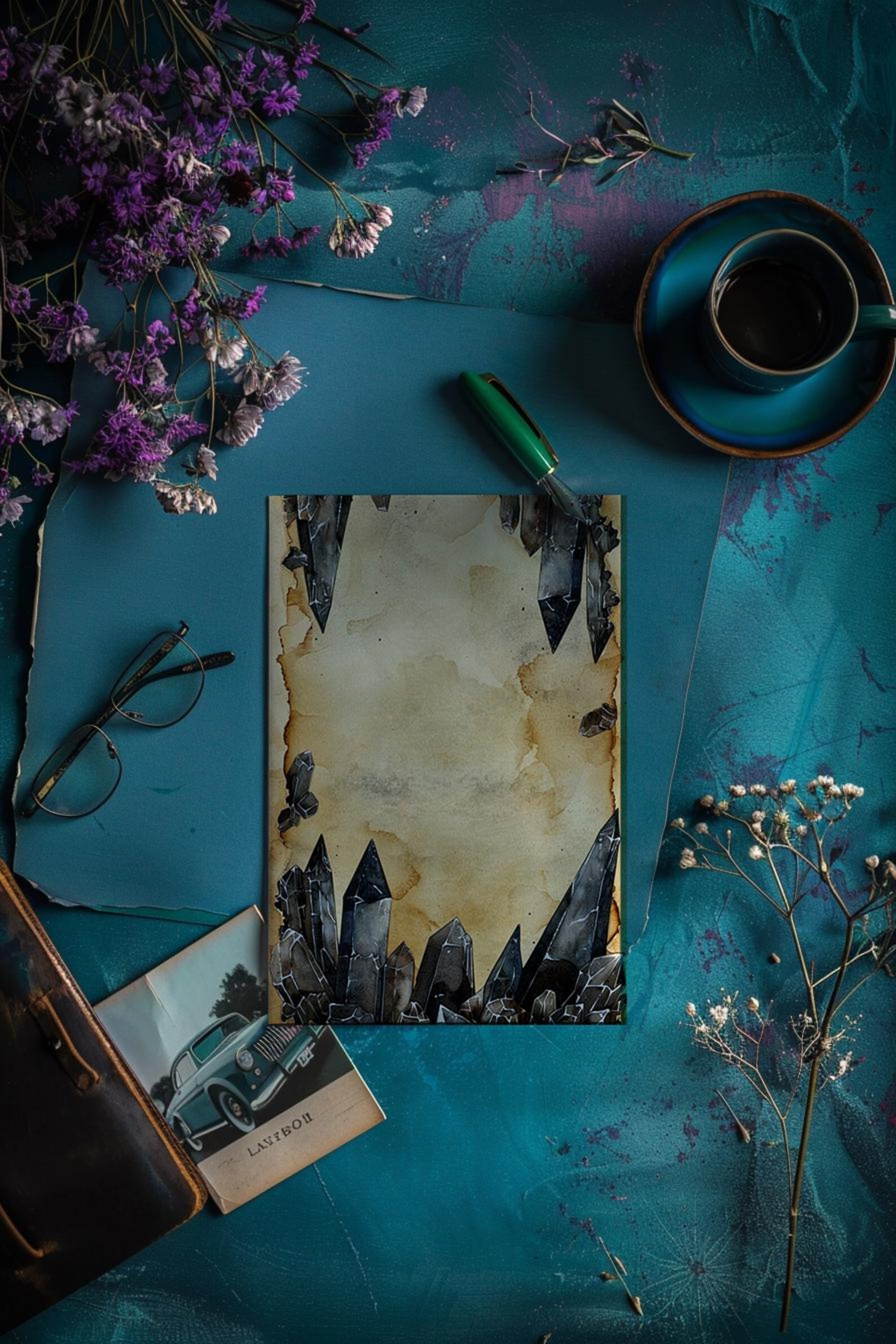 Black Obsidian Crystal Journal Pages | Digital Journal Paper | Witchy ...