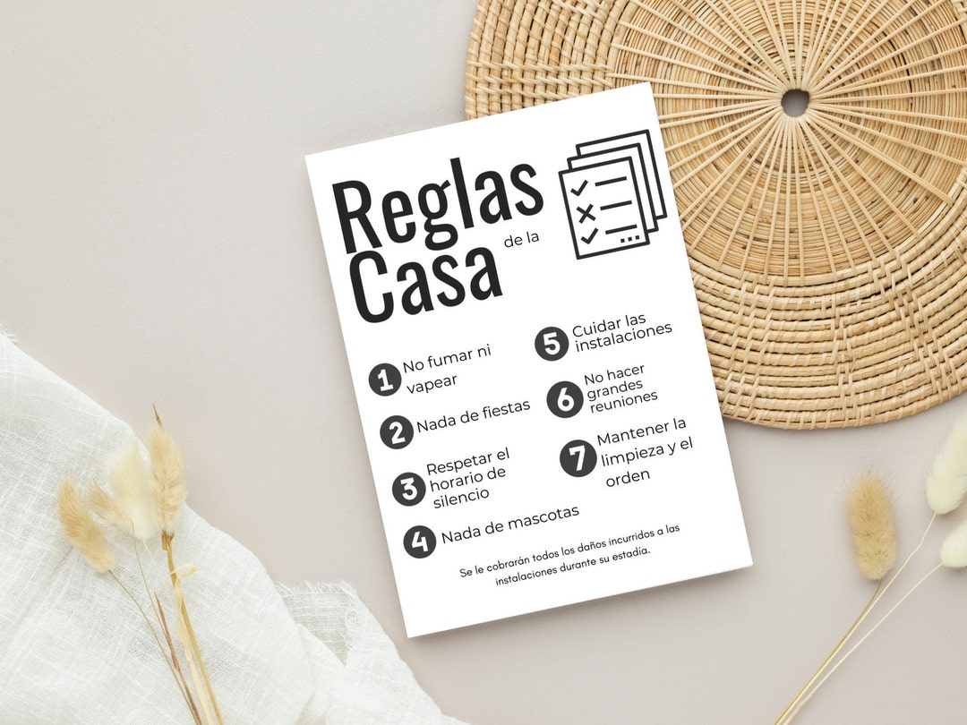 Cartel de reglas de casa para anfitriones Airbnb, plantilla editable ...