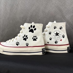Custom Embroidered Puppy Paw Print Converse | High Top Dog Lover Shoes ...