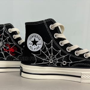 Custom Converse, Spiderwebs Embroidered Converse High Tops, Animal ...