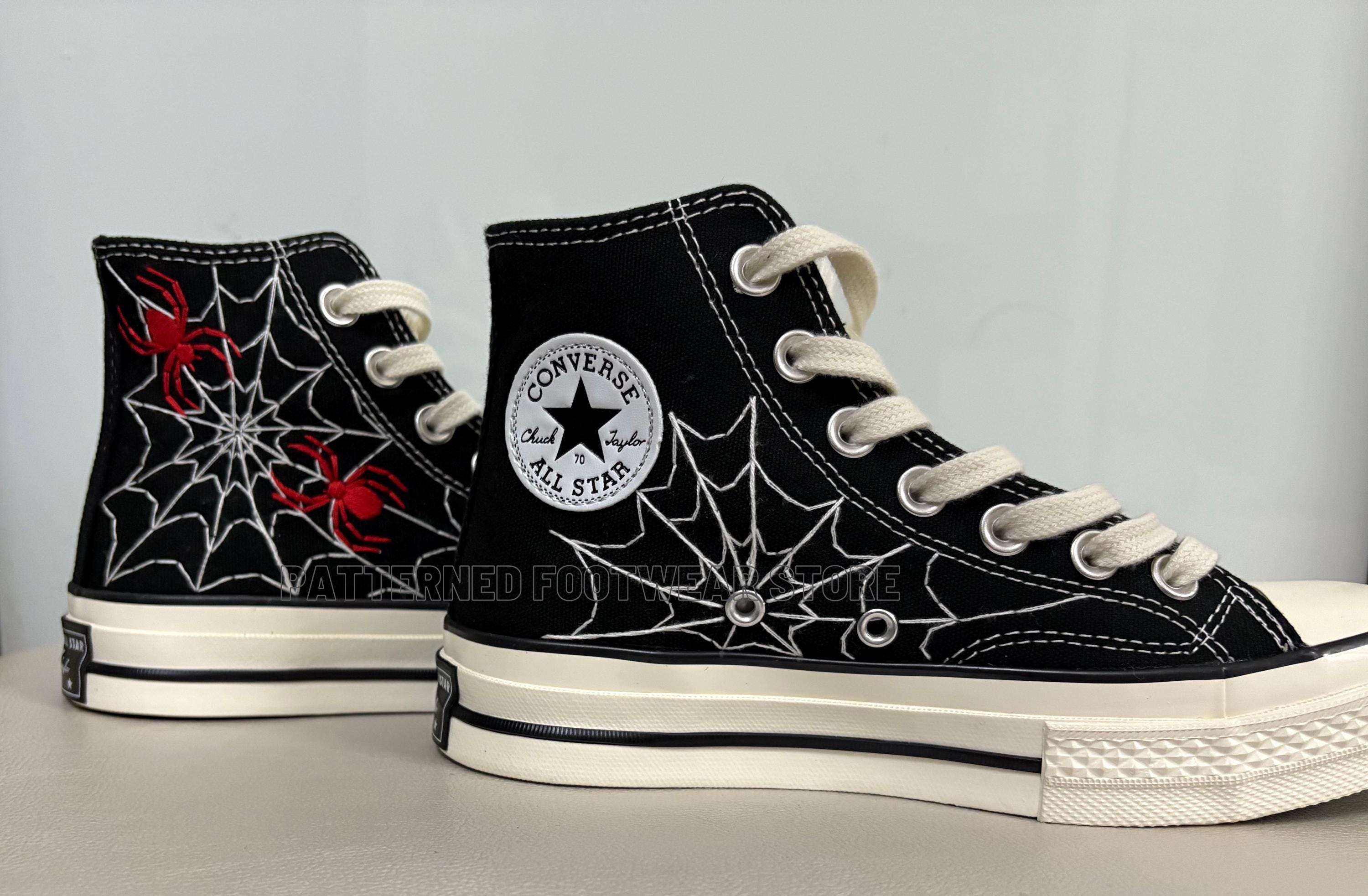 Custom Converse, Spiderwebs Embroidered Converse High Tops, Animal ...