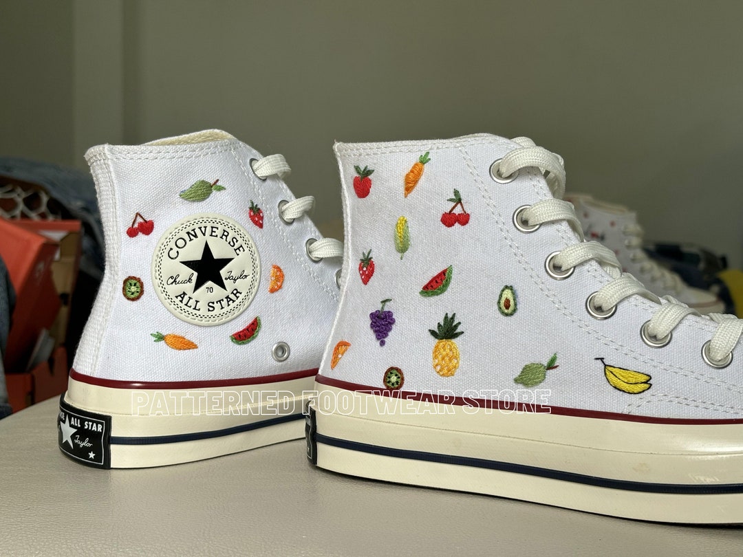 Fruit Embroidered Converse High Tops, Hand-stitched 1970s Sneakers - Etsy