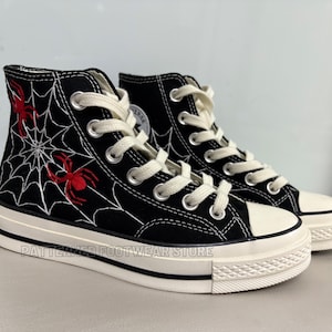 Custom Converse, Spiderwebs Embroidered Converse High Tops, Animal ...