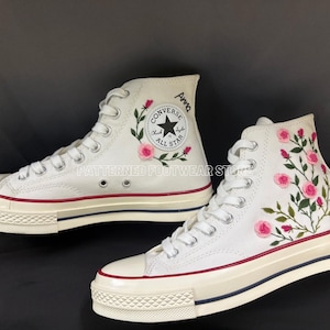 Rose Embroidered Converse High Tops | Custom Floral Sneakers - Etsy