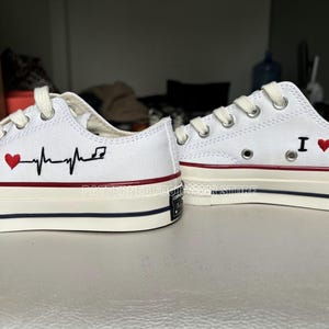 I Love Music Embroidered Converse Low Tops, Converse White Shoes ...