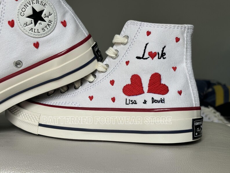 Customizable Embroidered Converse High Tops – Love Heart Design - Etsy