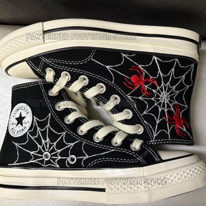 Custom Converse, Spiderwebs Embroidered Converse High Tops, Animal ...