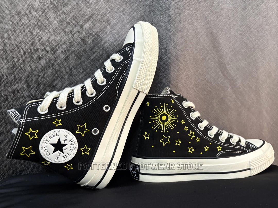 Converse Custom, Yellow Star in Universe Embroidered Converse High Tops ...