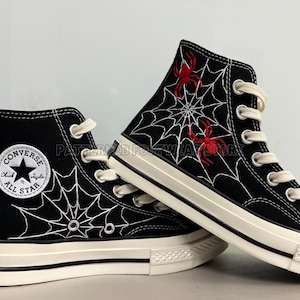 Custom Converse, Spiderwebs Embroidered Converse High Tops, Animal ...