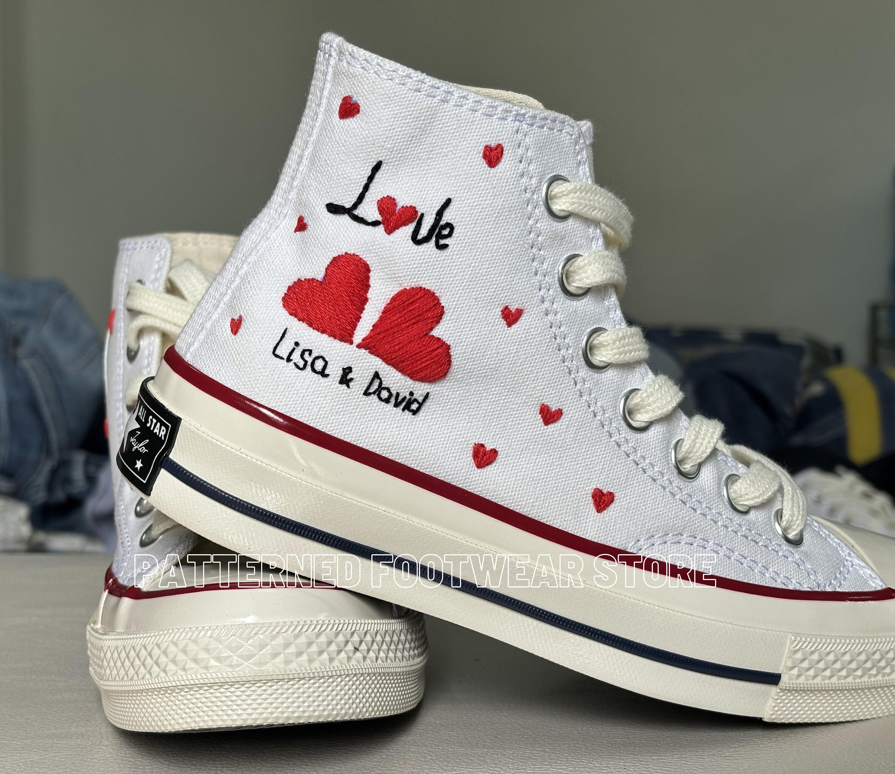Customizable Embroidered Converse High Tops – Love Heart Design - Etsy