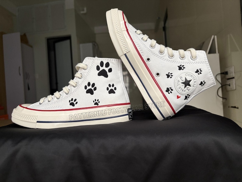 Custom Embroidered Puppy Paw Print Converse | High Top Dog Lover Shoes ...