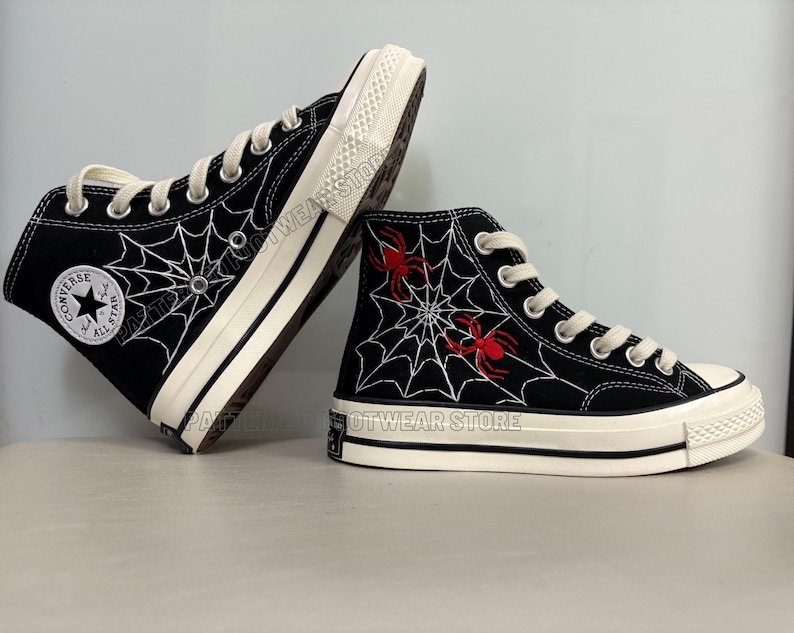 Custom Converse, Spiderwebs Embroidered Converse High Tops, Animal ...