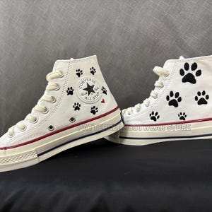 Custom Embroidered Puppy Paw Print Converse | High Top Dog Lover Shoes ...