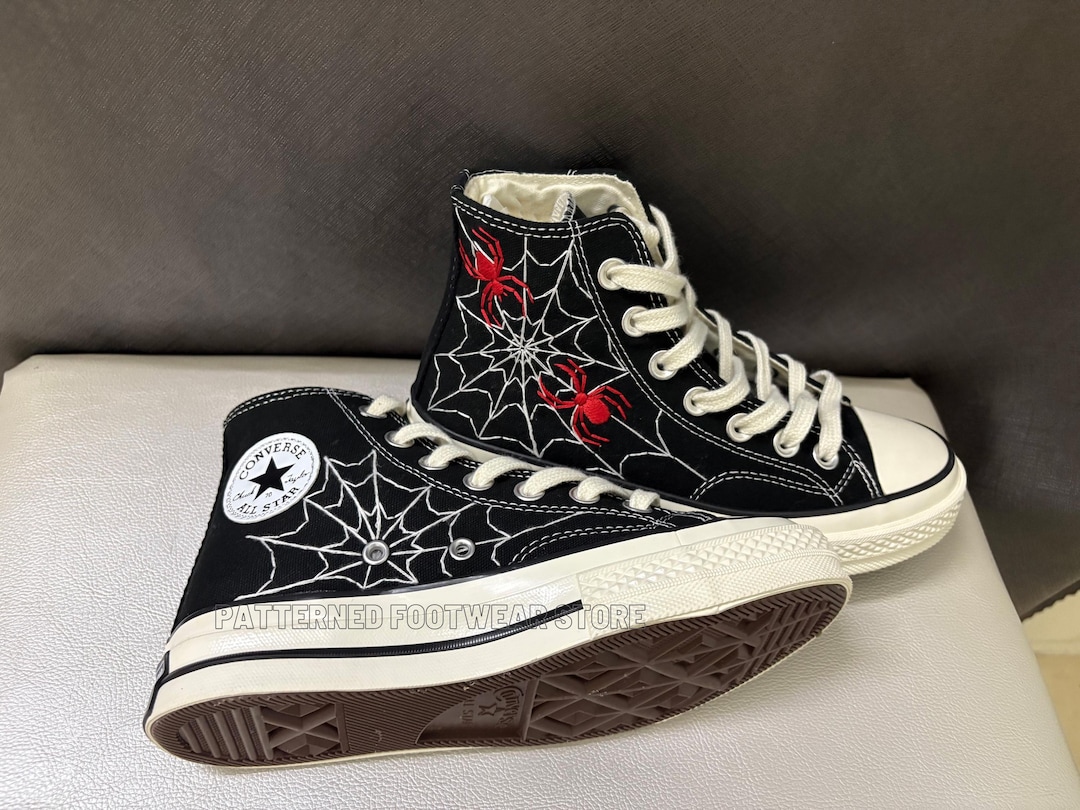 Custom Converse, Spiderwebs Embroidered Converse High Tops, Animal ...