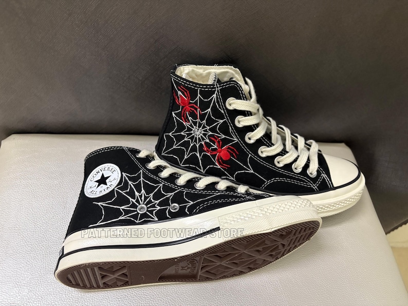 Custom Converse, Spiderwebs Embroidered Converse High Tops, Animal ...