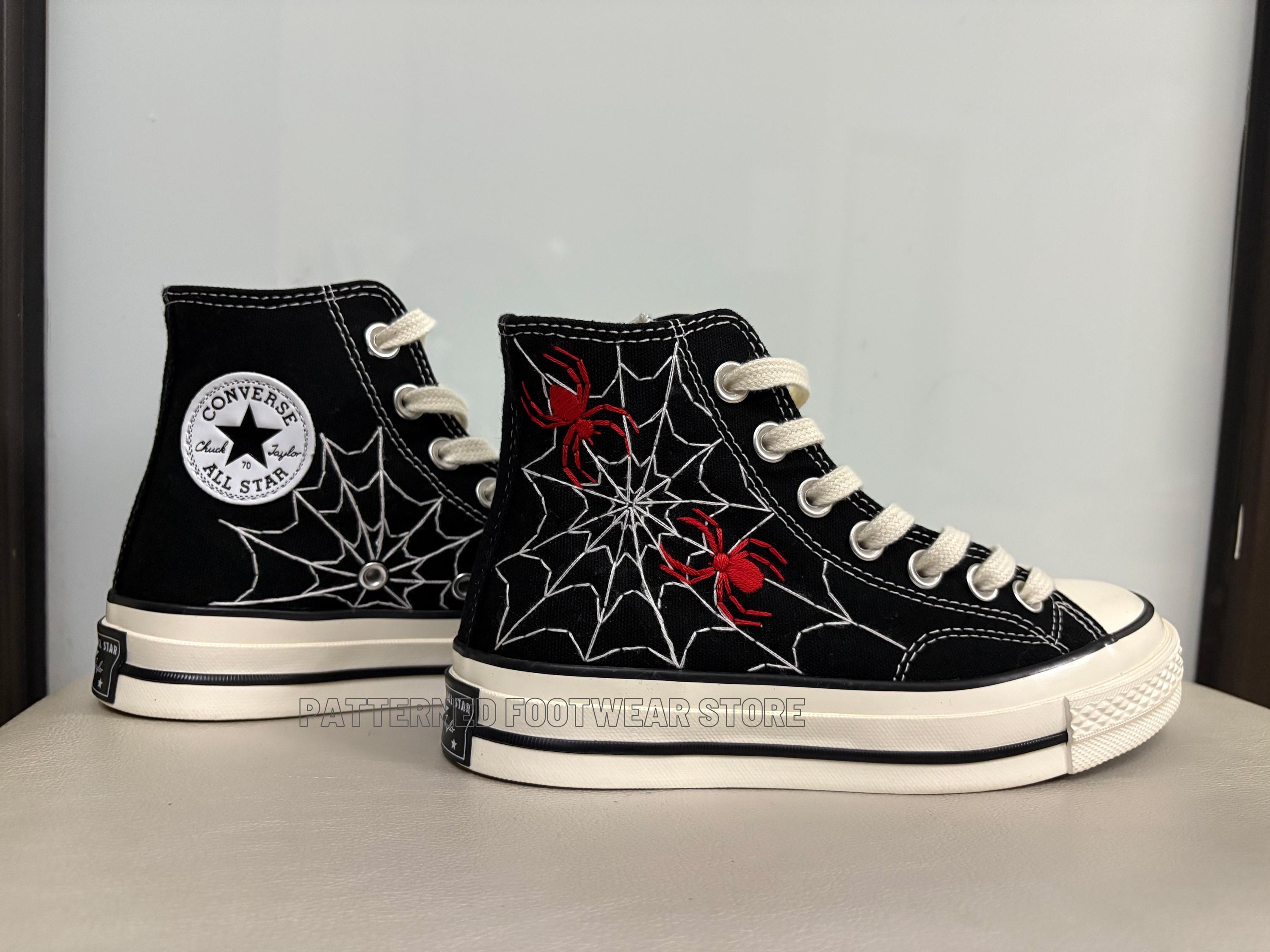 Custom Converse, Spiderwebs Embroidered Converse High Tops, Animal ...