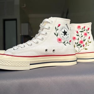 Rose Embroidered Converse High Tops | Custom Floral Sneakers - Etsy
