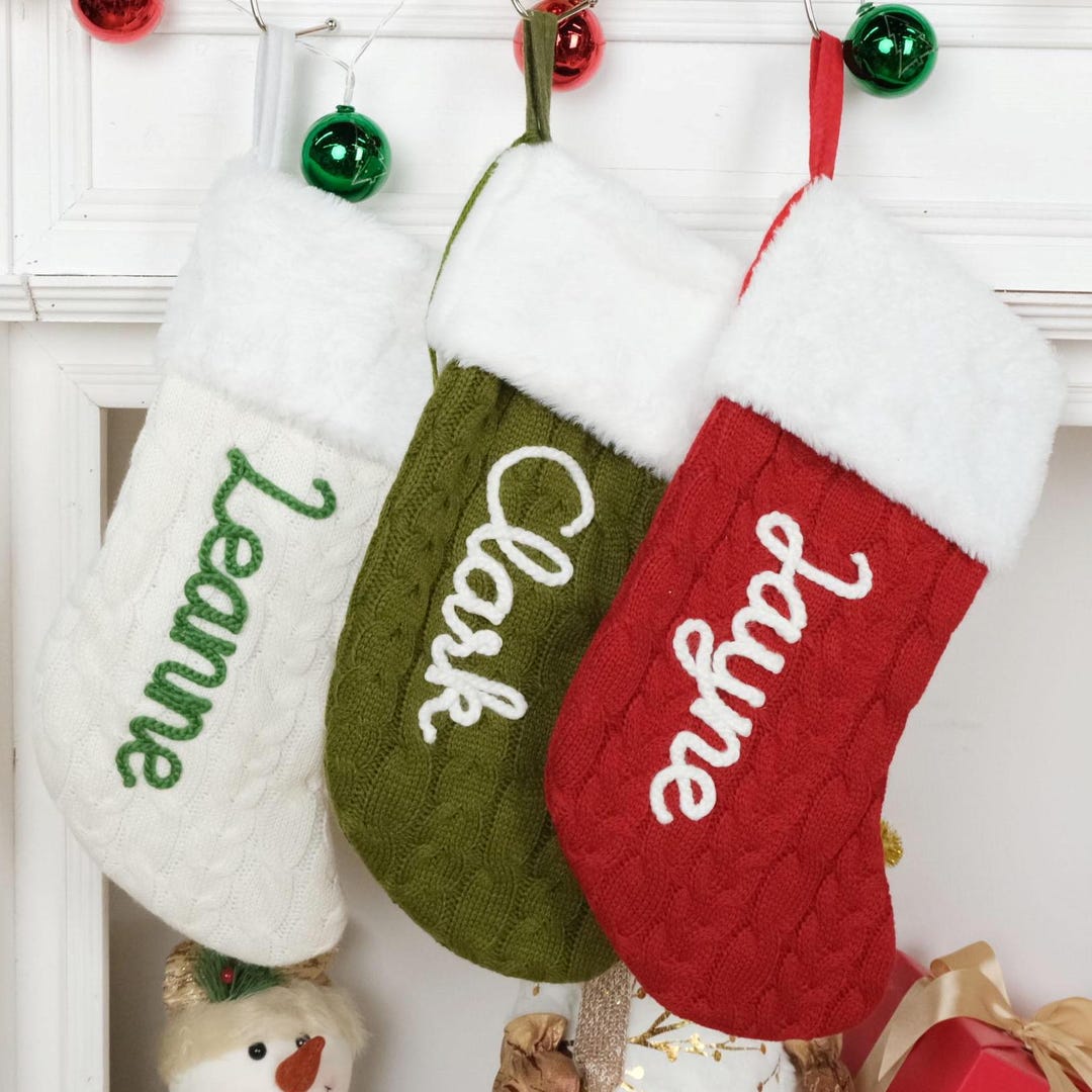 Personalized Embroidered Stockings for Christmas, Custom Hand ...