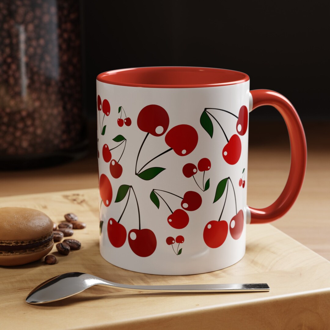 Charming Cherry Mug - Cute and Vibrant Cherry Design Coffee Mug ...