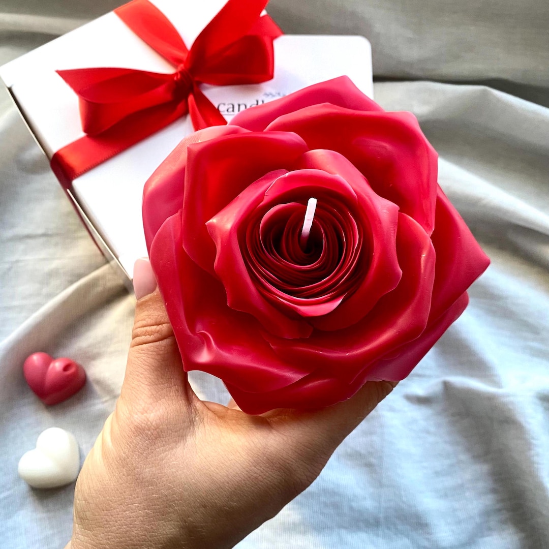 Handmade Red Rose Candle, Valentine's Day Gift for Her, Romantic ...
