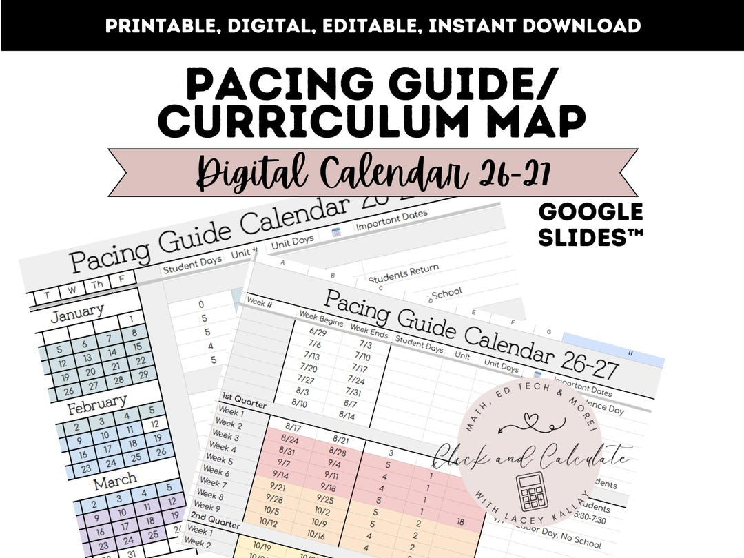 Pacing Guide 26-27 | Editable Digital Calendar | Curriculum Map ...