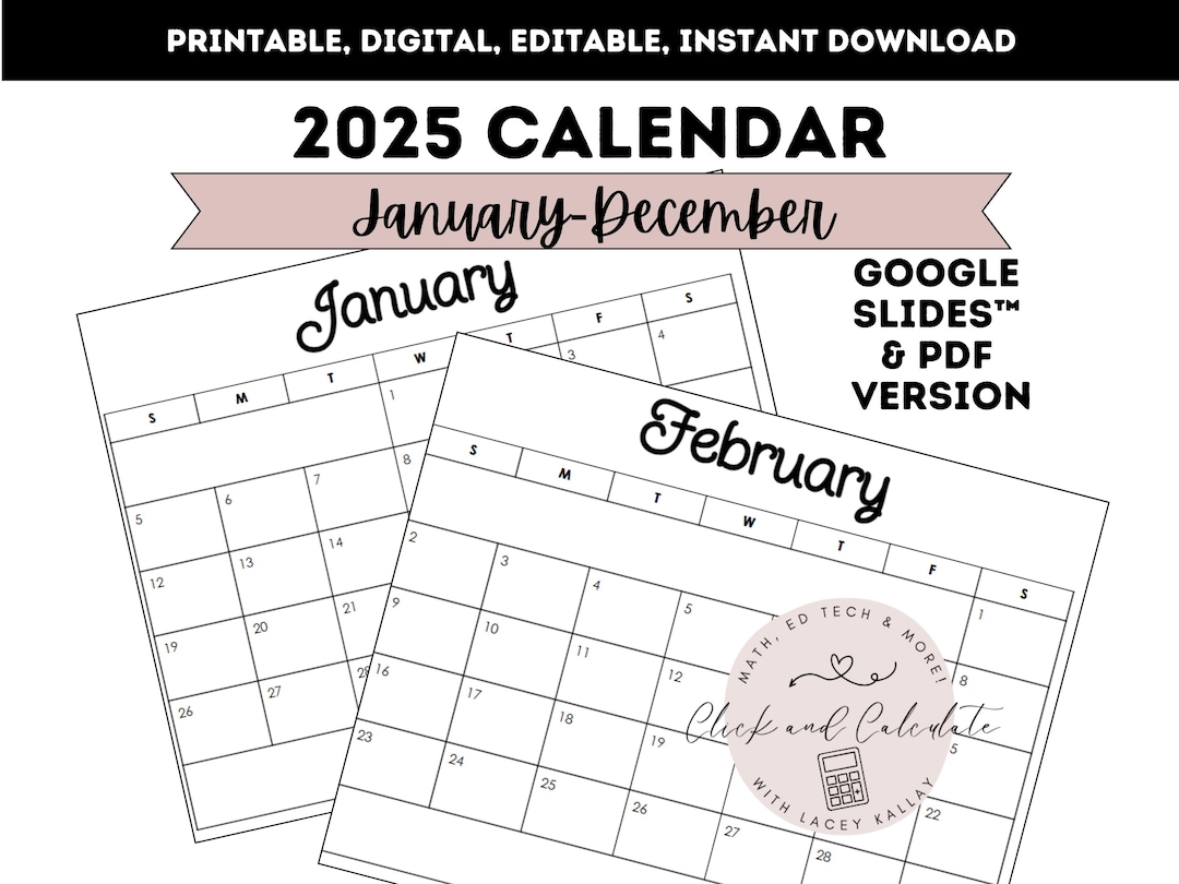 2025 Yearly Calendar| Editable Google Slides | Printable PDF - Etsy