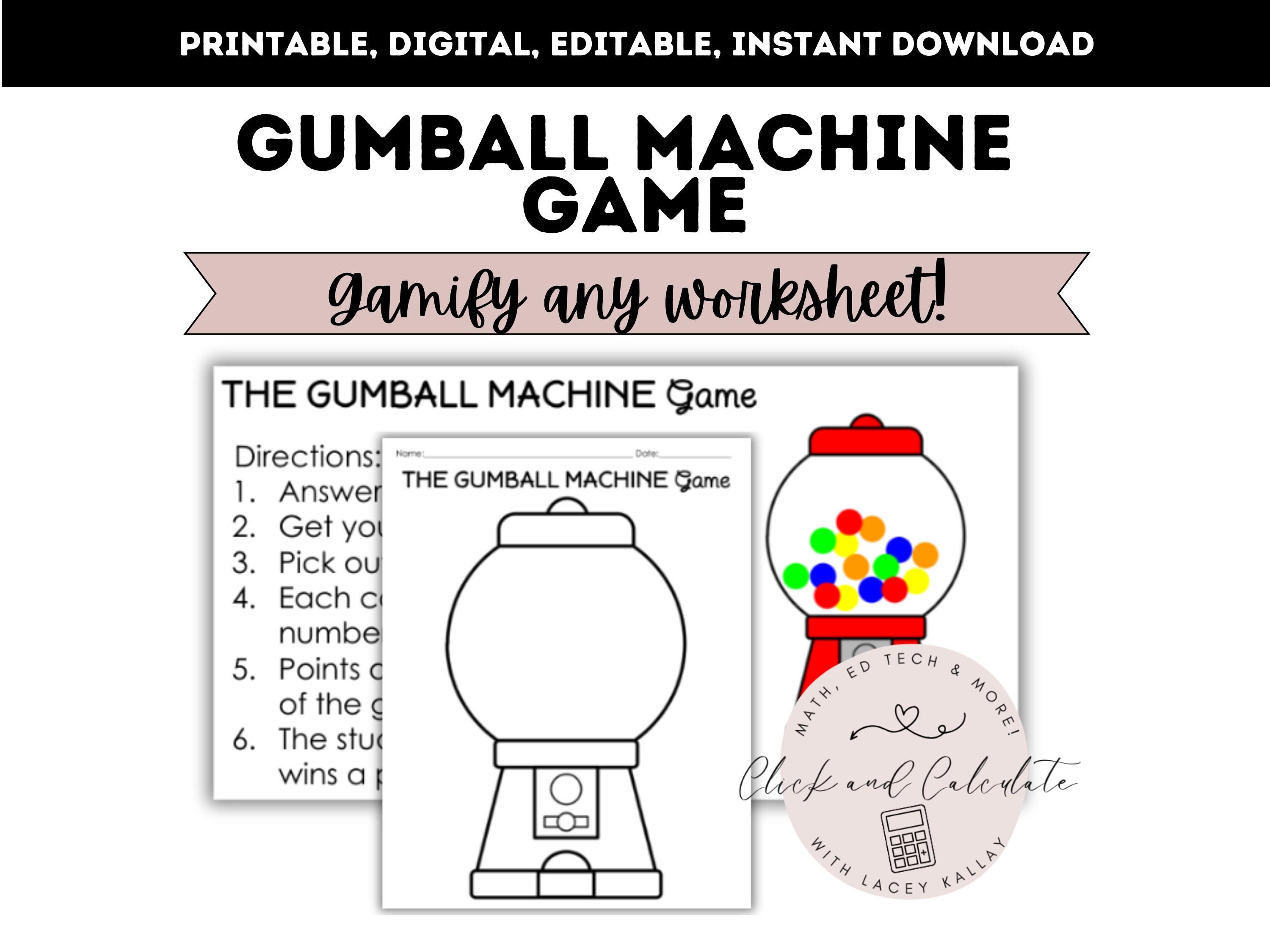 Gamify a Worksheet | Gumball Machine Game | Turn a Worksheet Into a ...