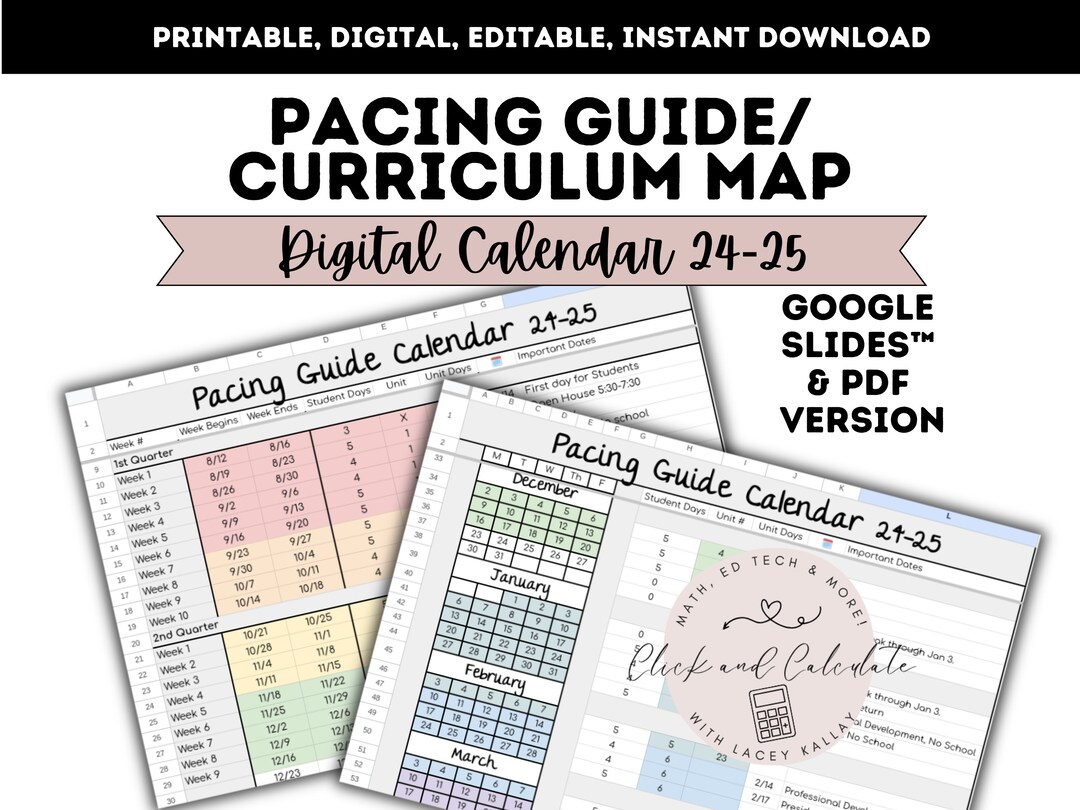 Pacing Guide 24-25 | Editable Digital Calendar | Curriculum Map ...