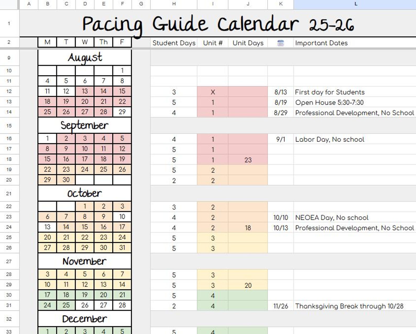Pacing Guide 25-26 | Editable Digital Calendar | Curriculum Map ...