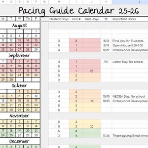 Pacing Guide 25-26 | Editable Digital Calendar | Curriculum Map ...