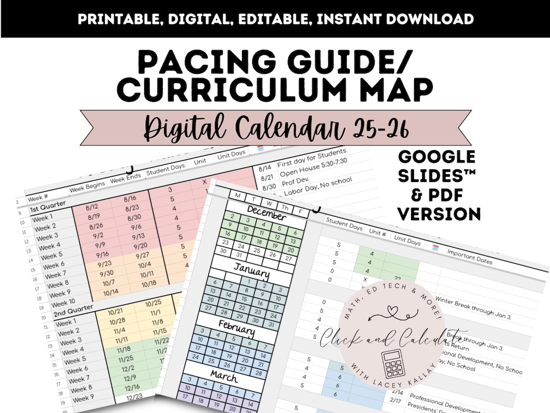 Pacing Guide 25-26 | Editable Digital Calendar | Curriculum Map ...