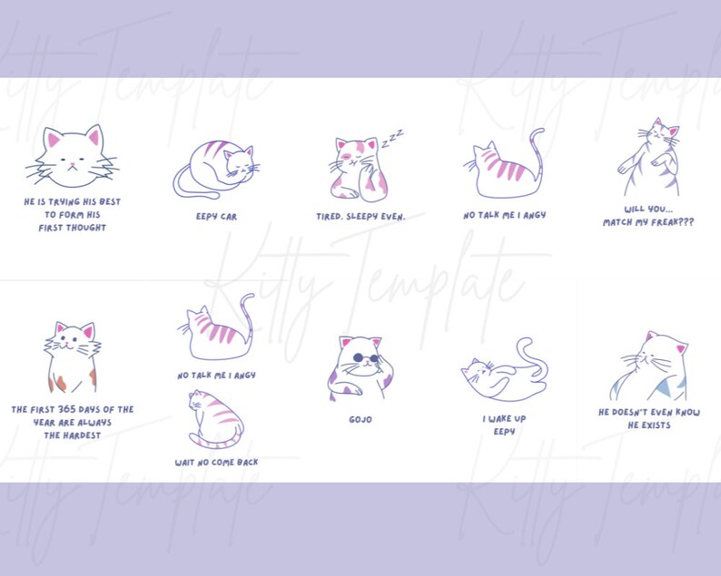 Cat Memes 10 Design Printable Birthday Card Cute Cats Digital - Etsy