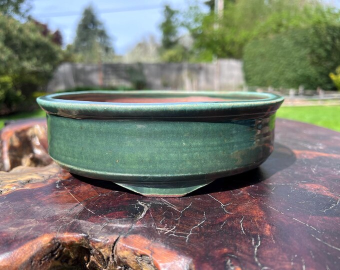 Green Irridescent Round Bonsai Pot - Etsy