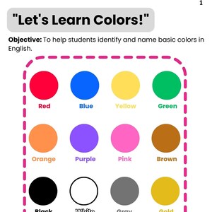 Worksheet Colors. - Etsy