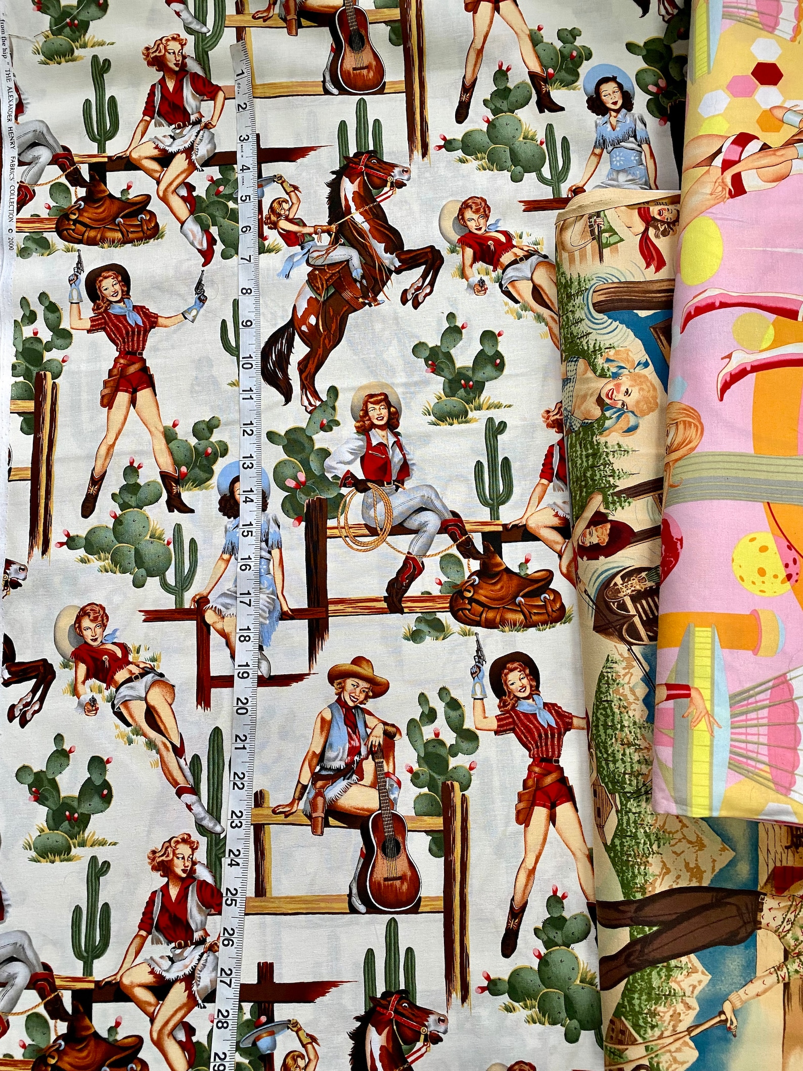 From the Hip Pin up Fabric Cowgirls. Alexander Henry Fabric Year 2000 ...