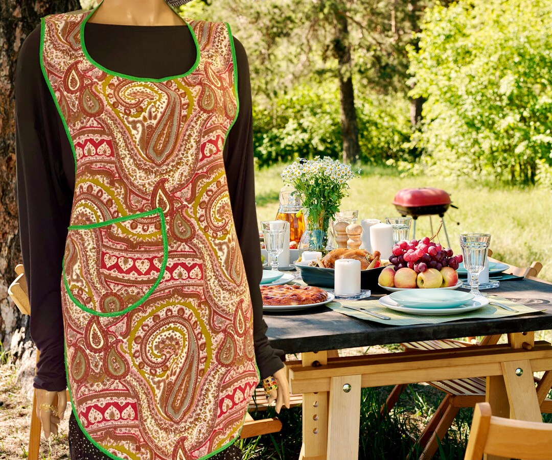 Vintage Bib Aprons for Women 60's Paisley Womens Apron Retro Boho ...
