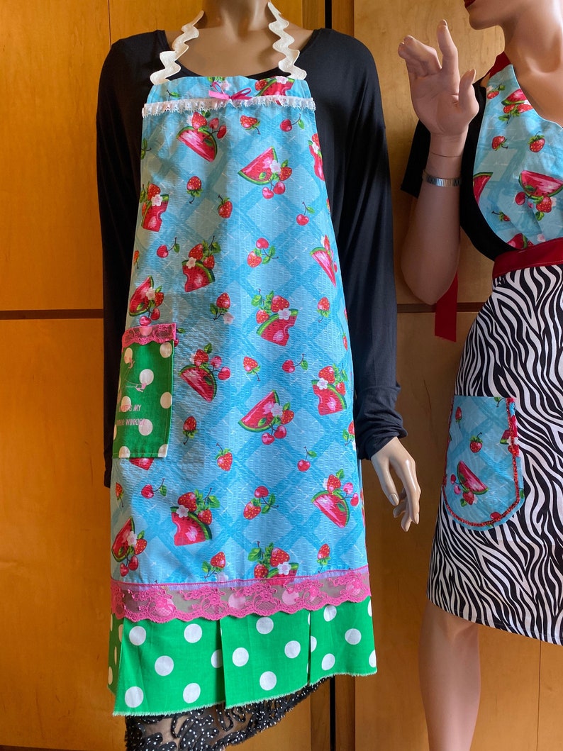 Apron for Women Bib Apron With Fun Pocket Barware Cute Retro Apron Red ...