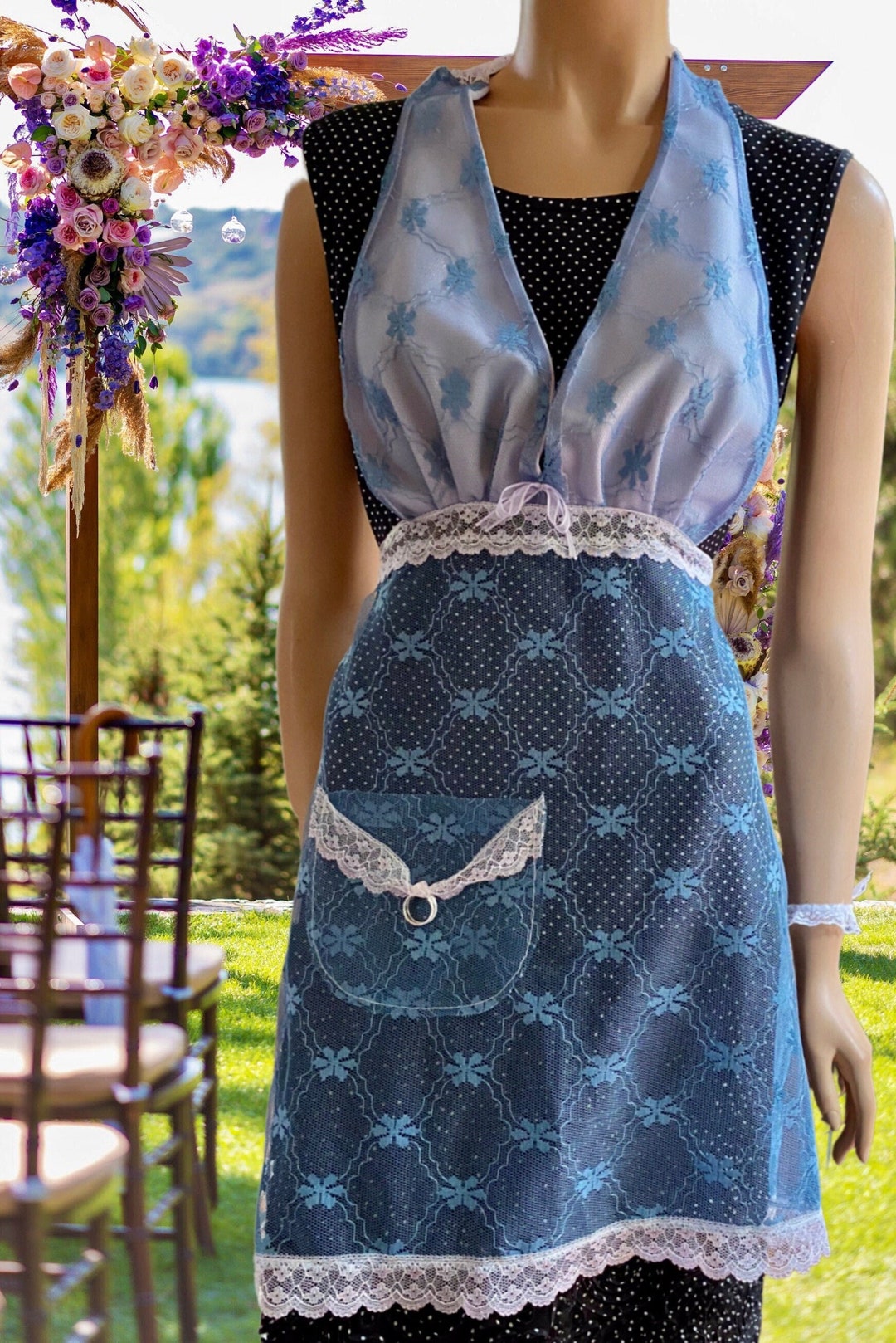 Fun Sexy Apron for Women Vintage Lace Apron Lingerie Blue and Lilac ...