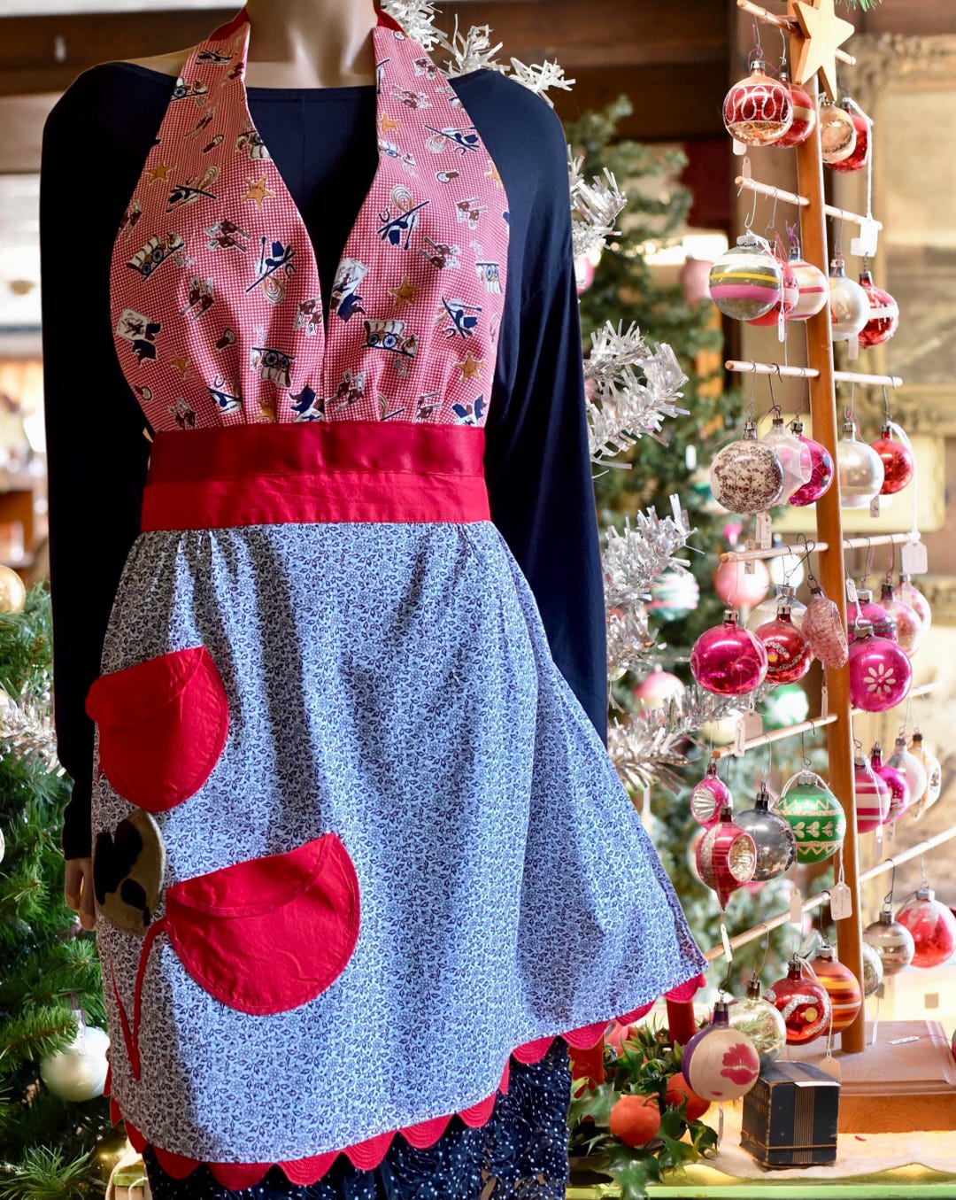 Western Vintage Apron for Women Cowgirl Country Apron Cute Womans Red ...