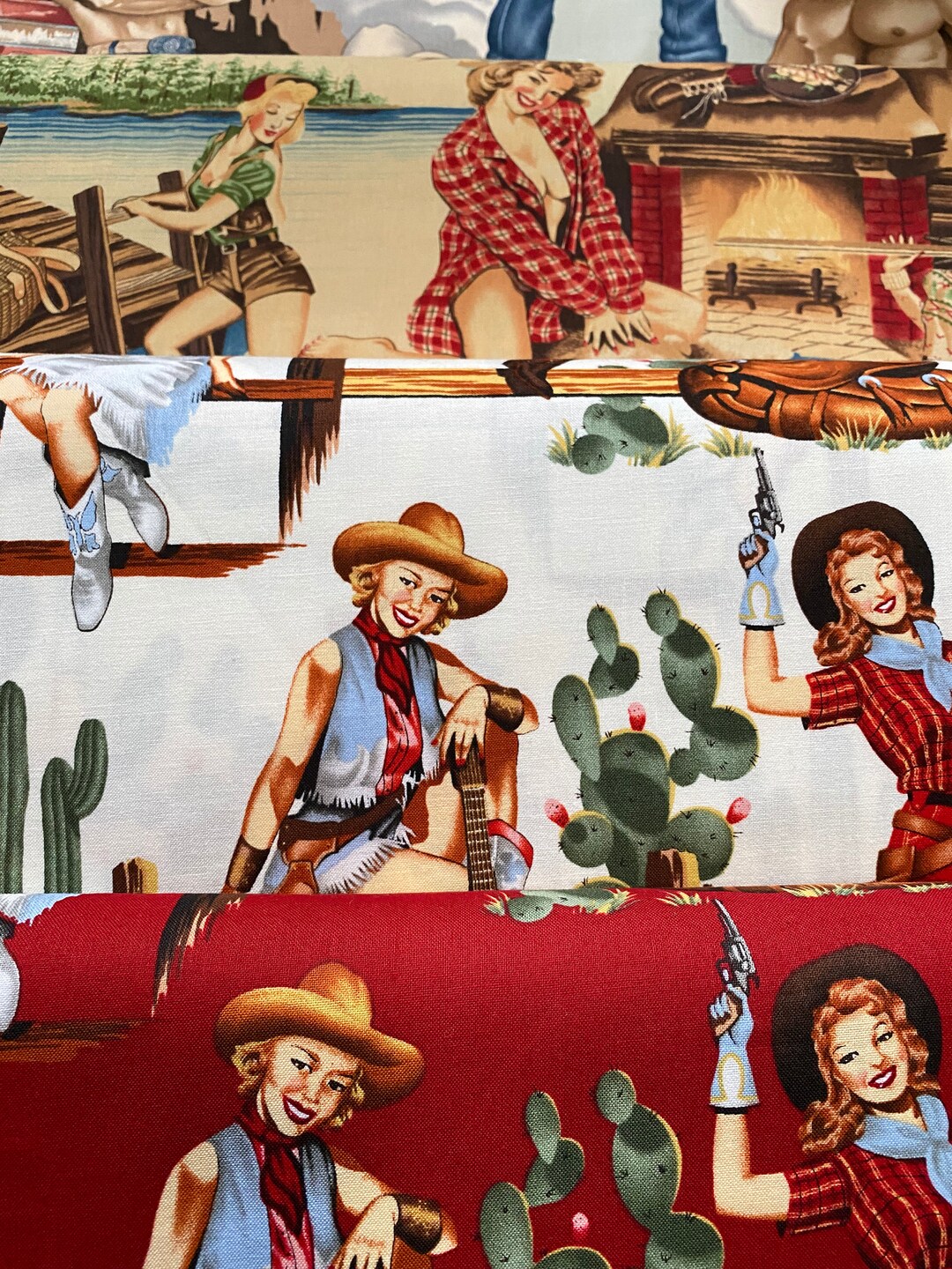 From the Hip Pin up Fabric Cowgirls. Alexander Henry Fabric Year 2000 ...