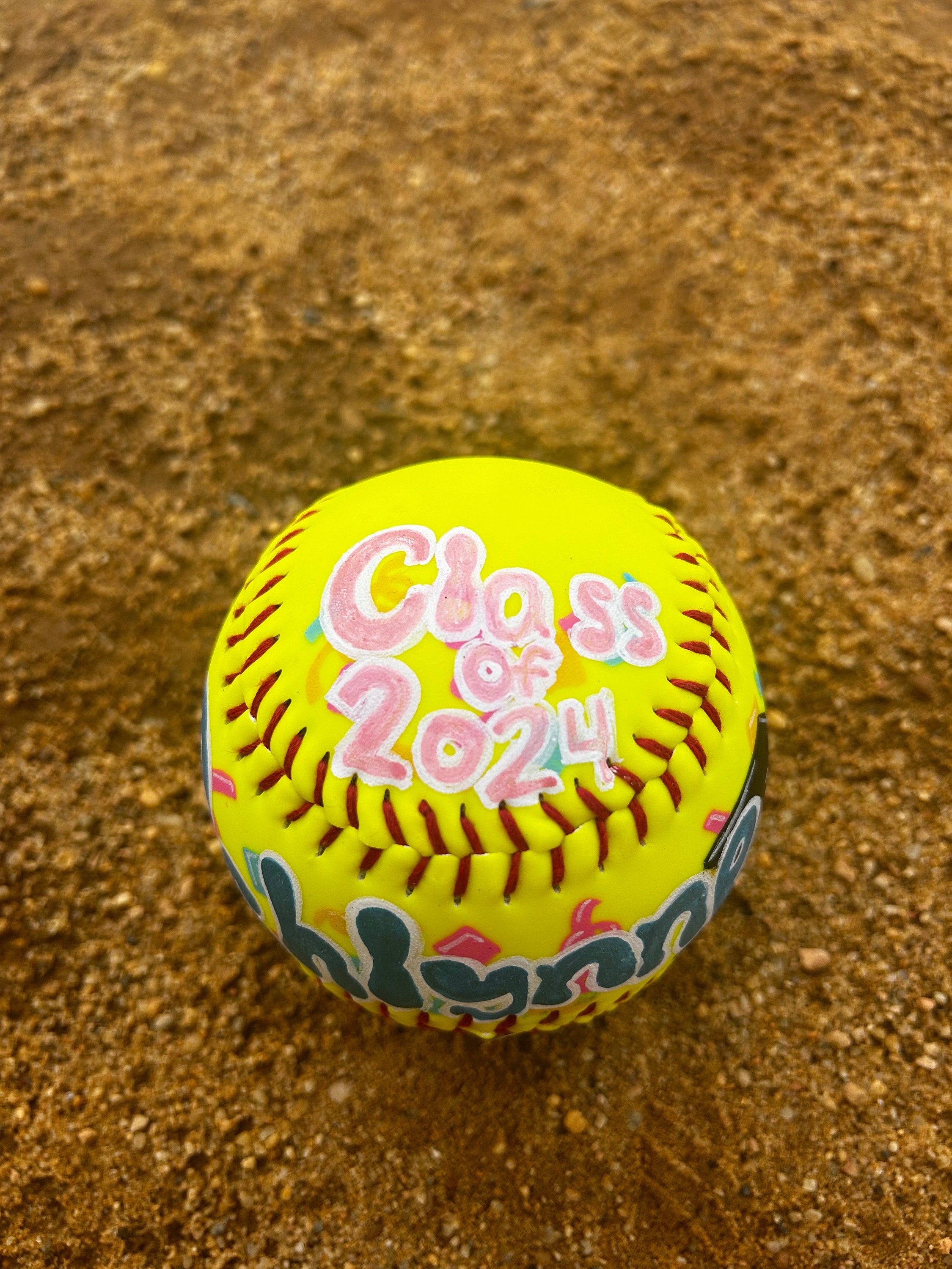 Custom Painted Softball- Graduation - Etsy