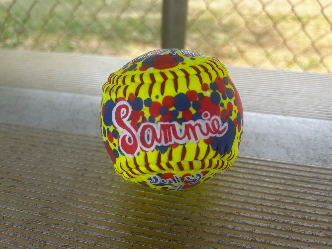 Custom Painted Softball- Confetti Dot - Etsy
