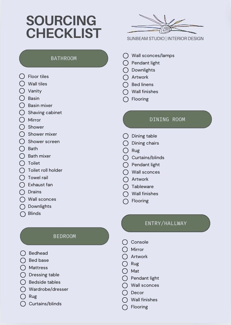 Renovation Sourcing Checklist - Etsy