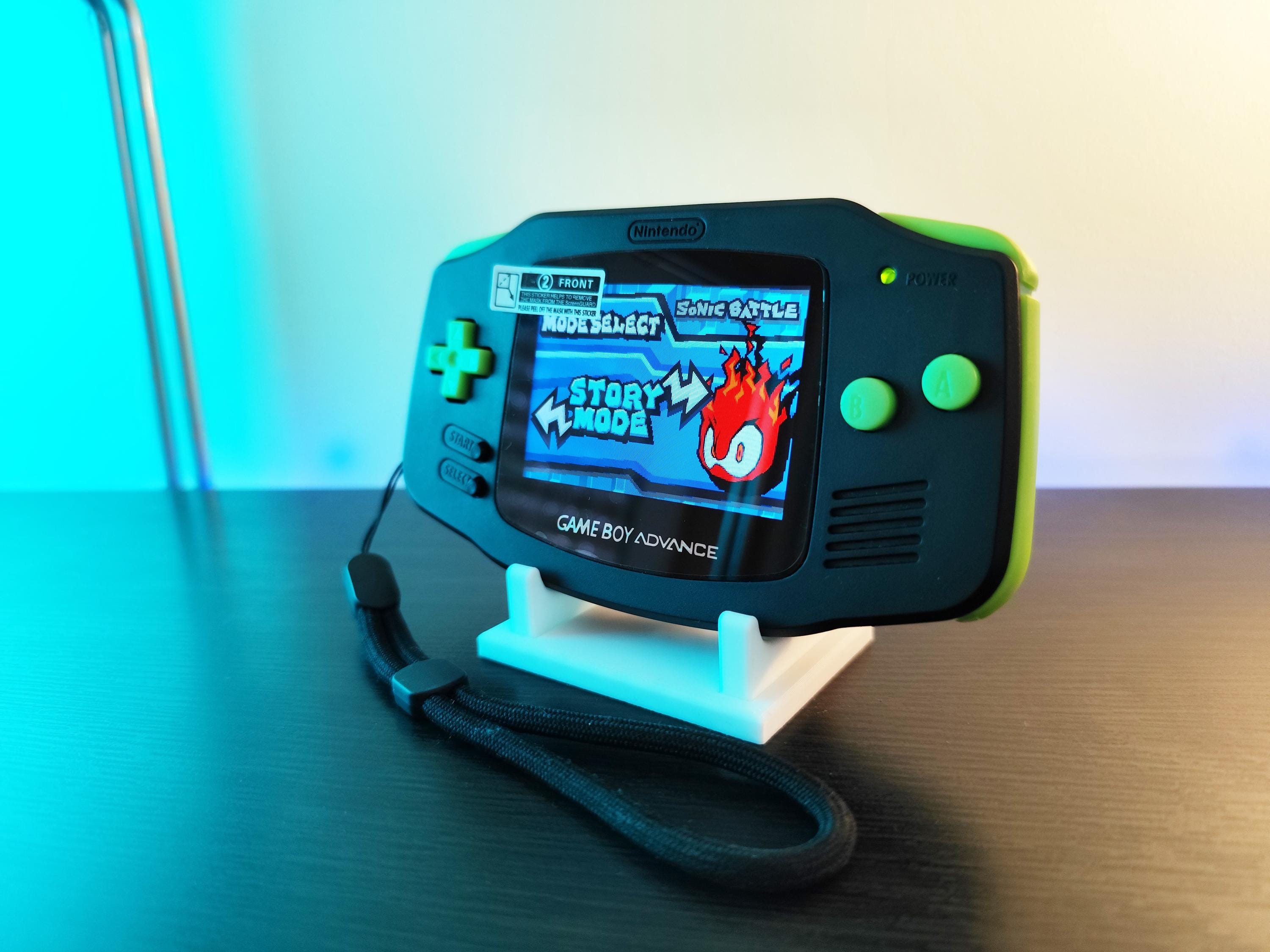 Game Boy Advance Modded, GBA, Black and Green, IPS V5, 2000mah and USB ...