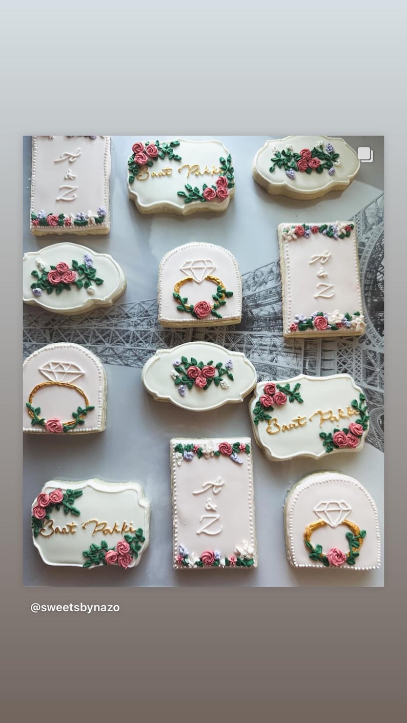 12 Piece Baat Pakki Cookie Set: Personalized Engagement Cookies - Etsy