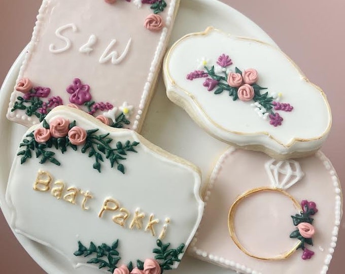 12 Piece Baat Pakki Cookie Set: Initials, Ring, Baat Pakki, Couples ...